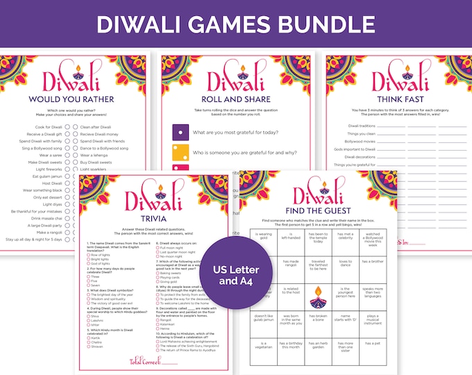 Diwali Trivia Game, Printable Quiz With Answers for a Diwali Party ...