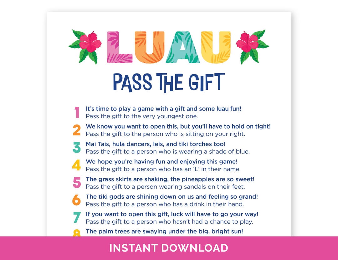 Luau Pass the Gift, Pass the Present Game for an Hawaiian Tiki Party ...