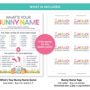 What's Your Bunny Name Game, Printable Easter Party Game for Kids and ...