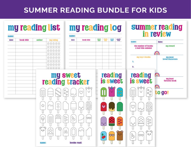 Summer Reading Challenge for Kids, Printable Book Log, Reading List ...