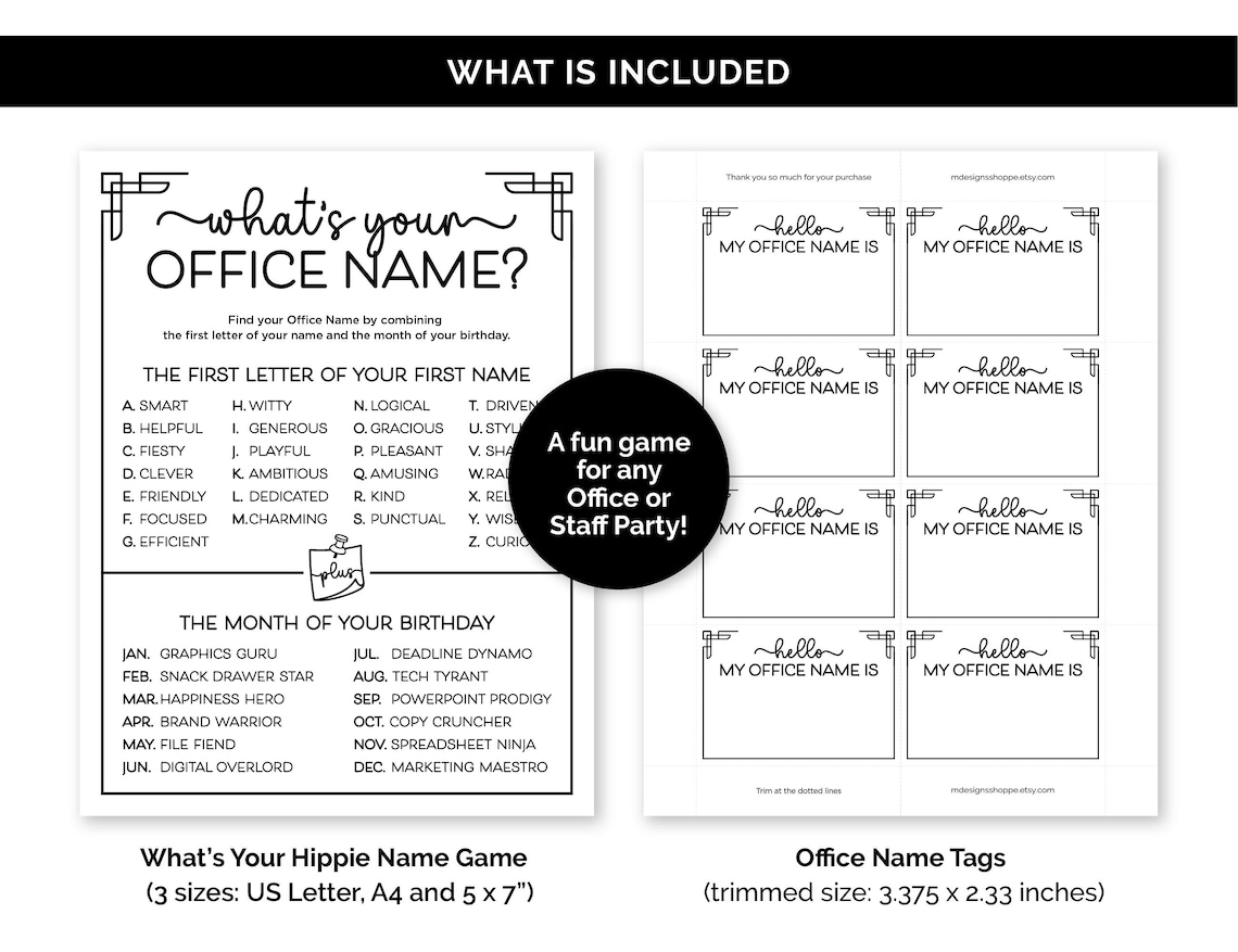 What's Your Office Name, Printable Office Party Icebreaker Game, Name ...