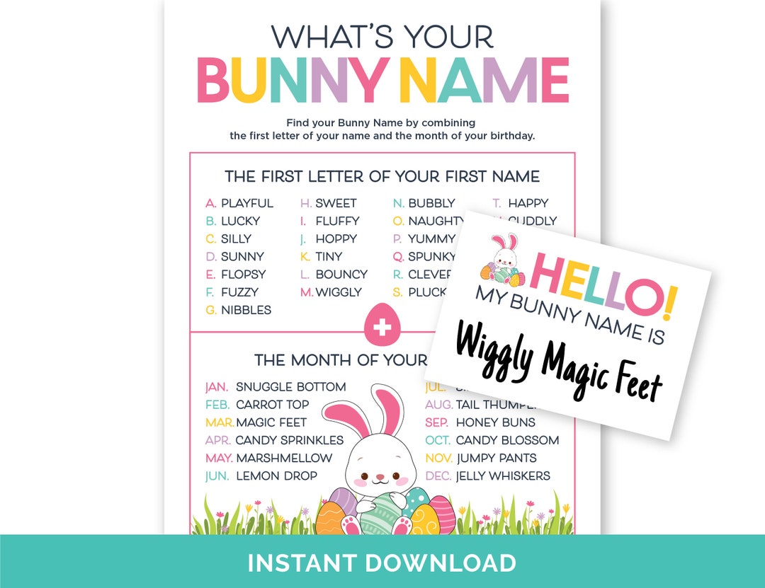 What's Your Bunny Name Game, Printable Easter Party Game for Kids and ...