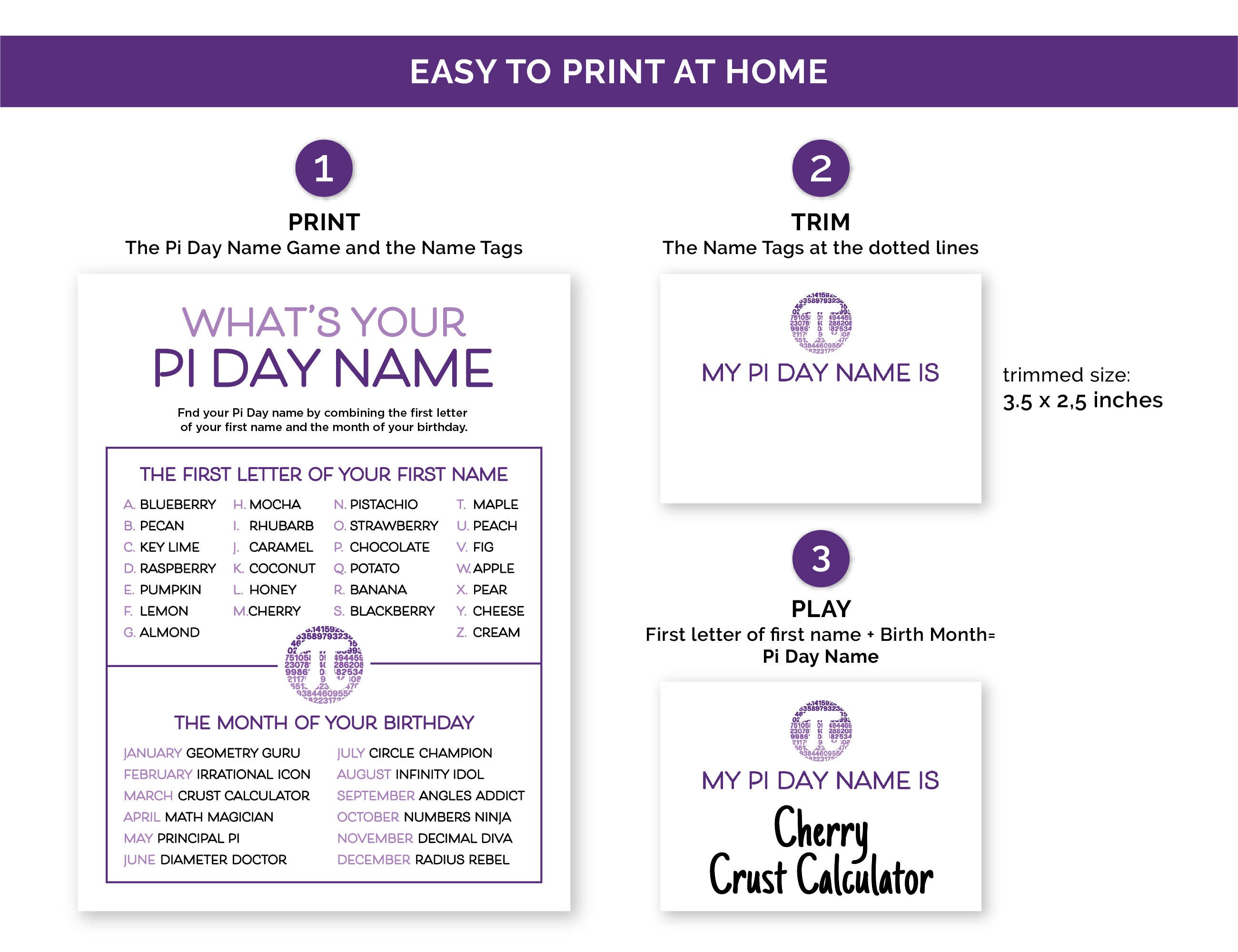 What's Your Pi Day Name Game, Printable Pi Day Party Game for a Math Classroom, 3.14 Name ...