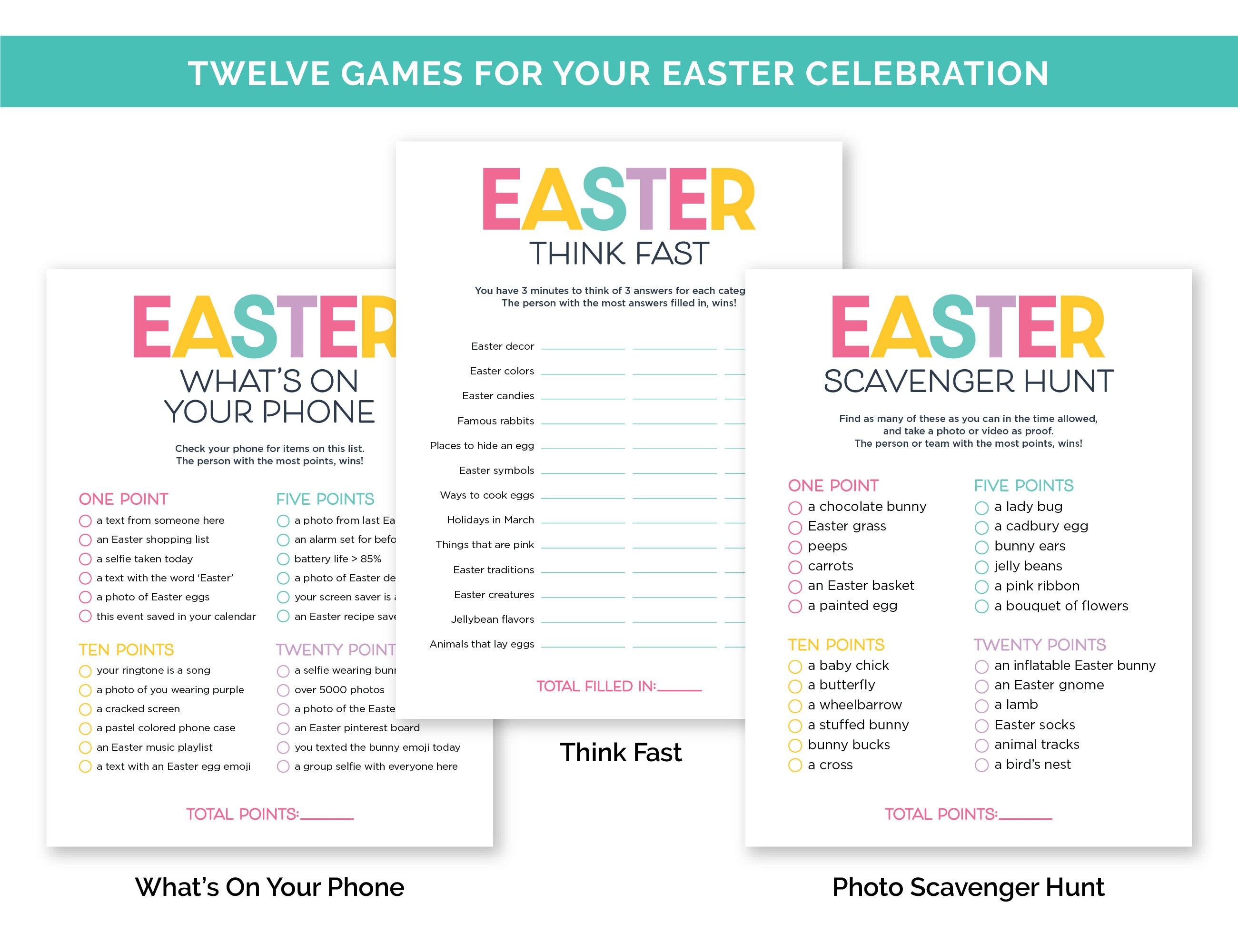 Easter Games Bundle for Adults and Kids, Printable Easter Party Games ...