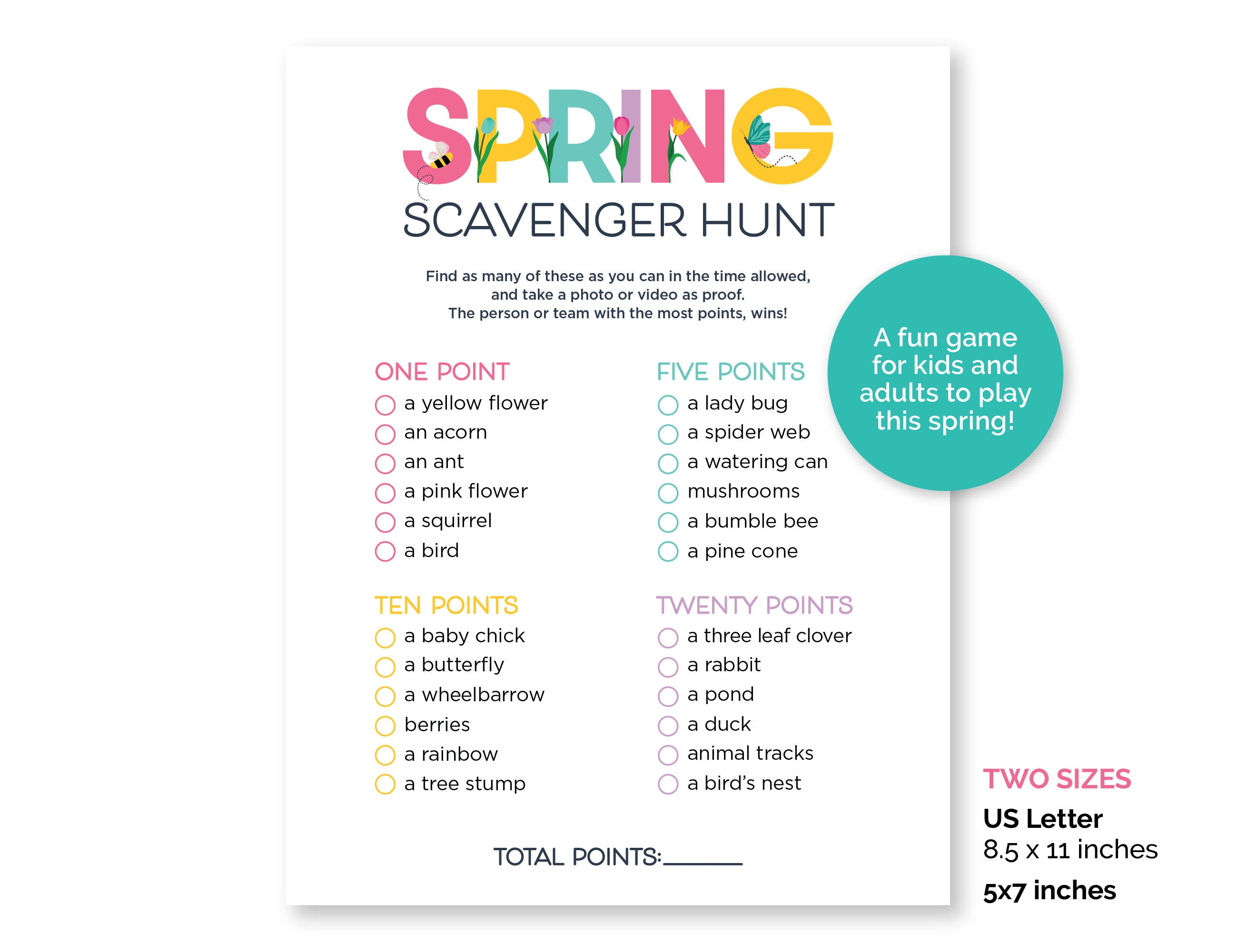 Spring Photo Scavenger Hunt, Printable Spring Party Game for Kids ...