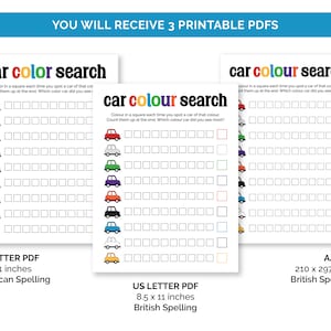 Counting Coloured Cars Printable, Road Trip Game for Kids, Car ...
