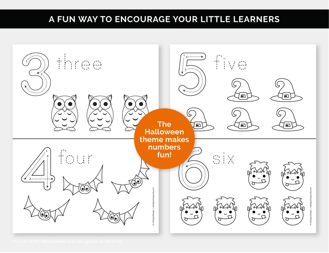 Halloween Worksheets for Kids, Printable Tracing and Coloring ...