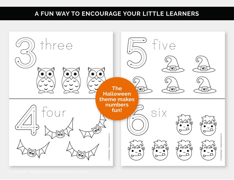 Halloween Worksheets for Kids, Printable Tracing and Coloring ...