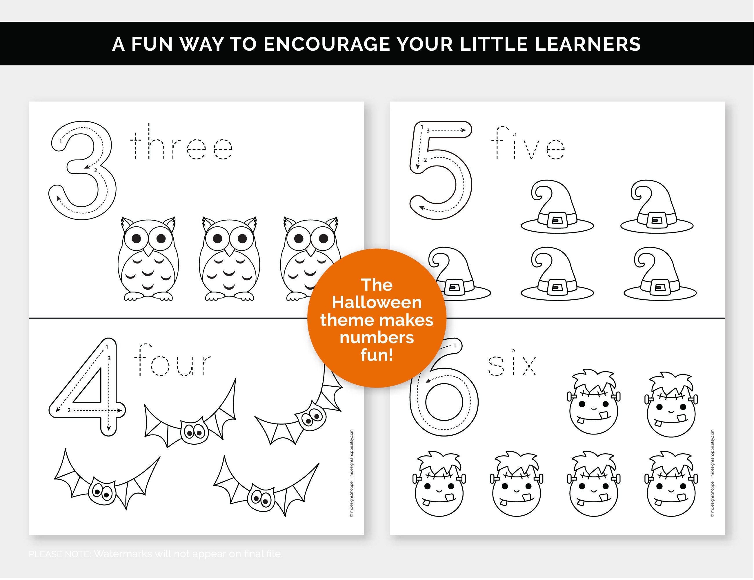 Halloween Worksheets for Kids, Printable Tracing and Coloring ...