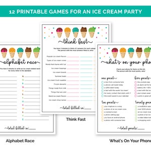 Ice Cream Party Games, Printable Games Bundle for an Ice Cream Social ...