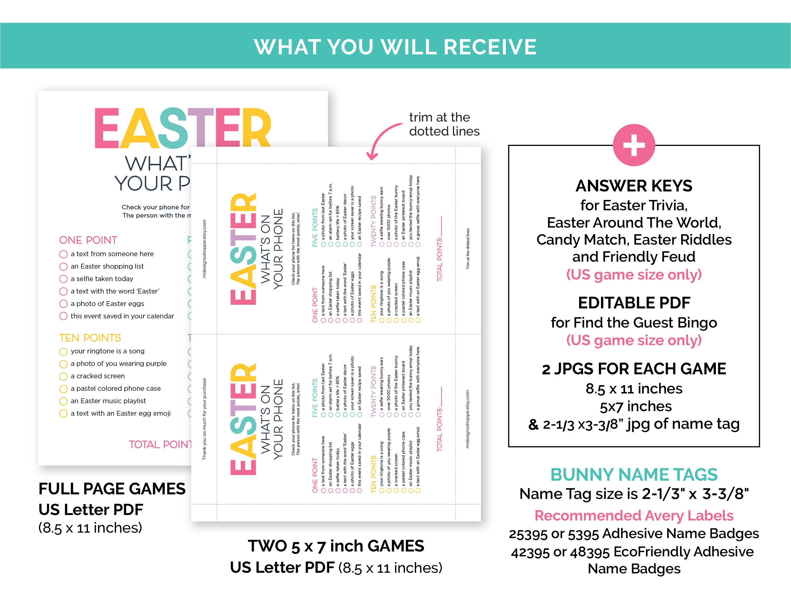 Easter Games Bundle for Adults and Kids, Printable Easter Party Games ...