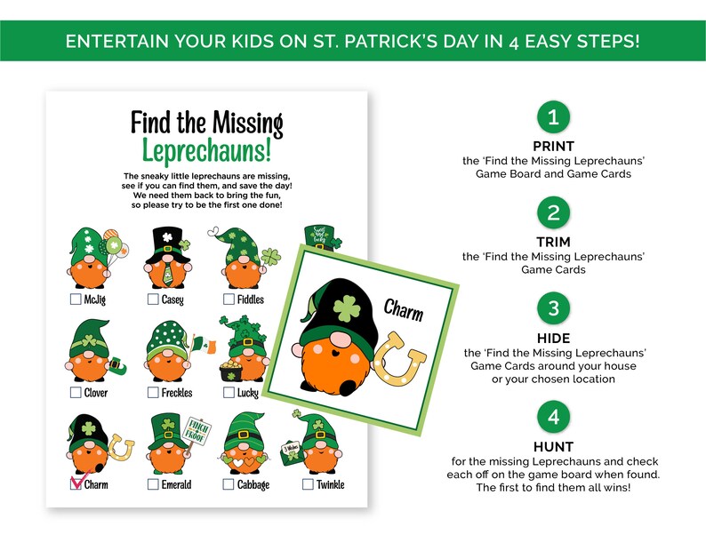 St. Patrick's Day Scavenger Hunt Printable Find the - Etsy