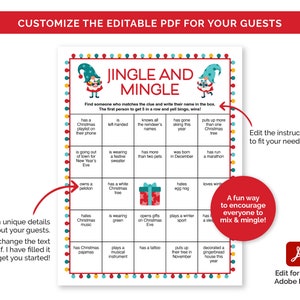 Editable Jingle and Mingle Bingo, Fun Icebreaker Game for a Holiday ...