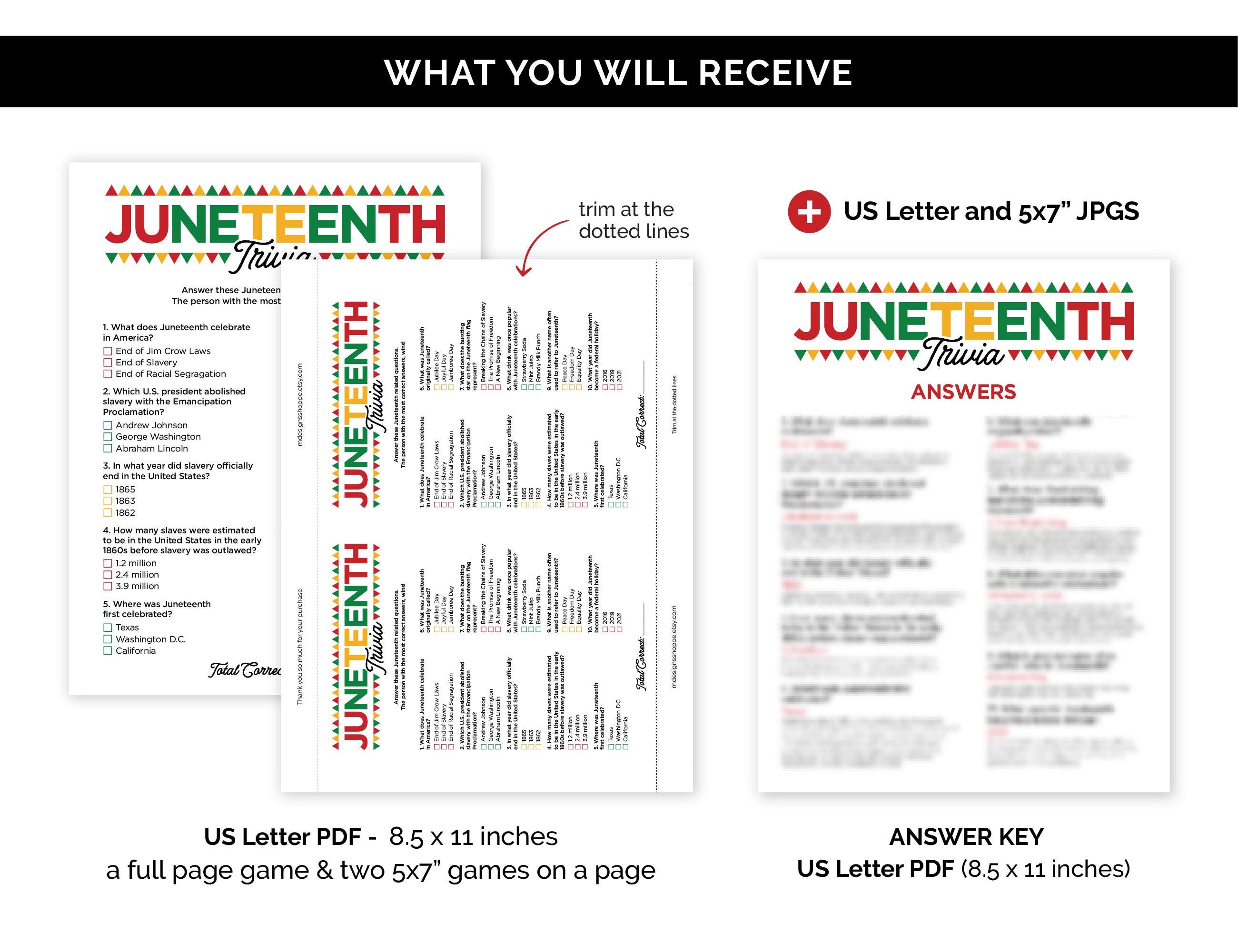 Juneteenth Trivia Game, Printable Black History Quiz, Juneteenth Game ...