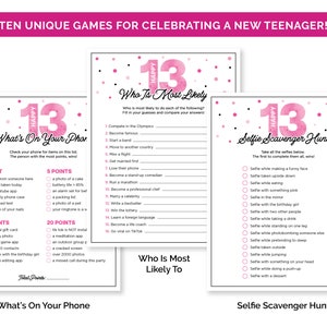 13th Birthday Party Games, Printable Thirteenth Birthday Game Bundle ...