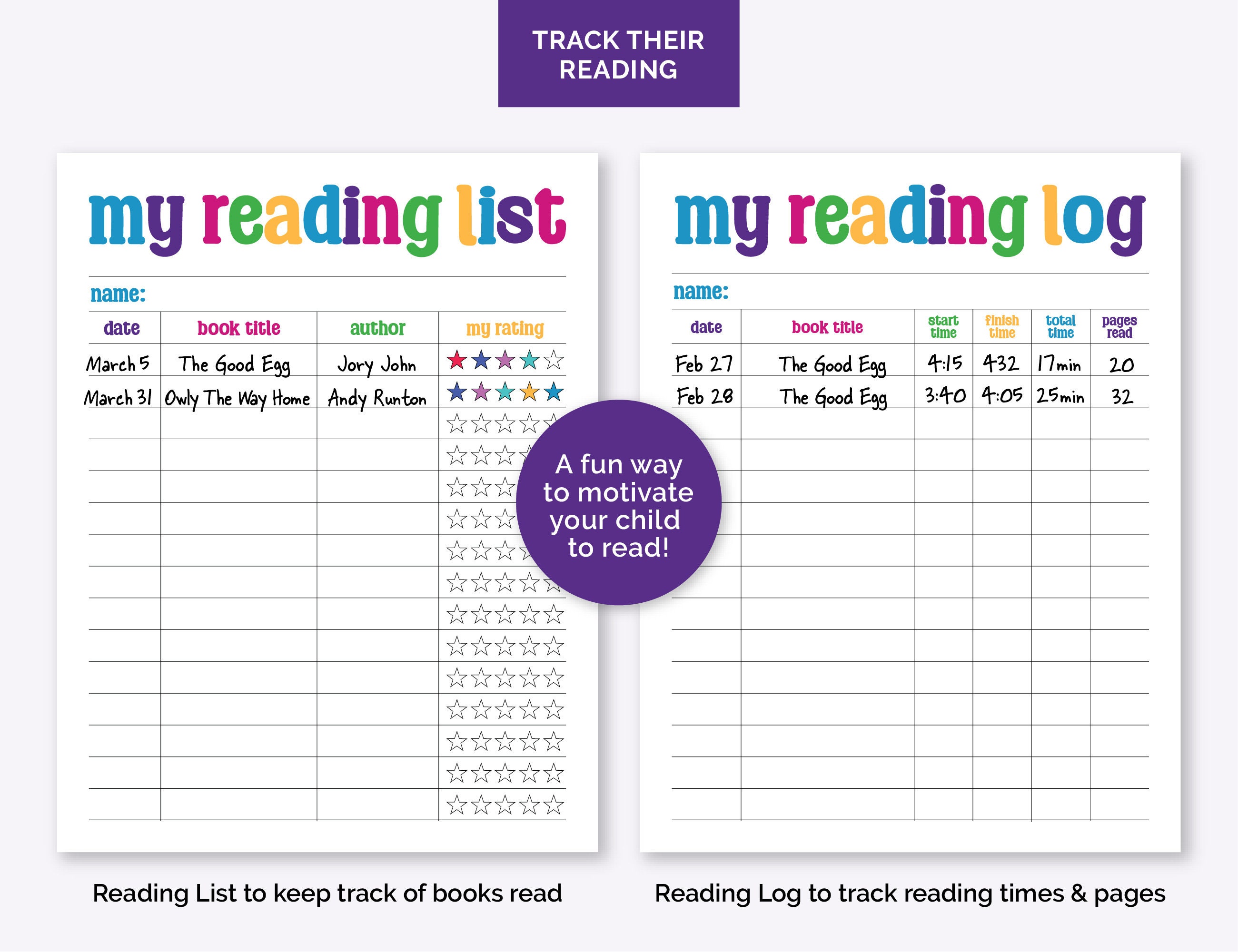 Reading Log for Kids Printable Bookshelf Reading Tracker - Etsy Canada
