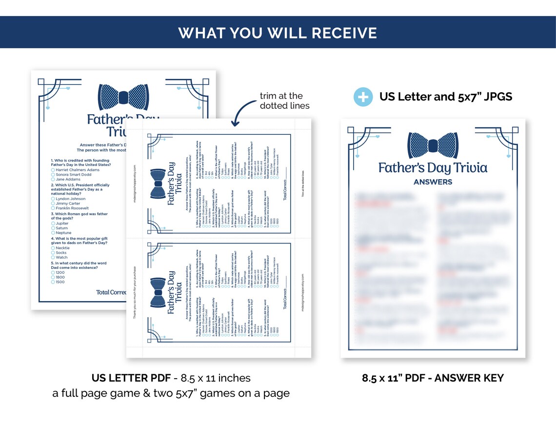 Father's Day Trivia Game, Printable Father's Day Quiz for Families ...