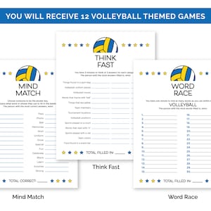 Volleyball Games, Printable Games Bundle for a Volleyball Team Party ...