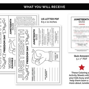 Juneteenth Kids Coloring and Activities Page, Printable Kids Activity ...