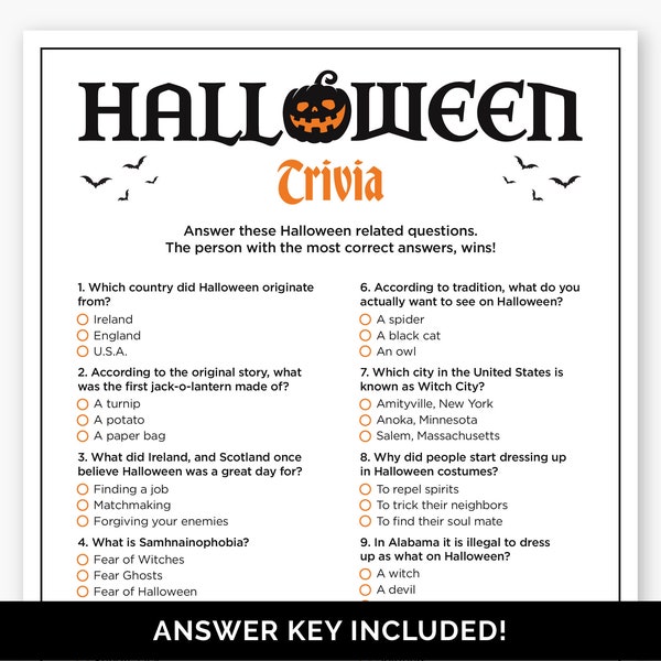 Halloween Trivia - Etsy