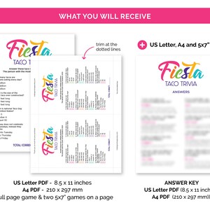 Fiesta Taco Trivia Game, Printable Trivia Game for a Taco Party, Final ...