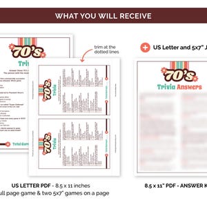 70's Trivia Game, Printable Quiz With Answers for a 70's Theme Party ...