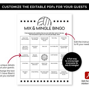 Editable Volleyball Mix & Mingle Bingo, Volleyball Team Building Game ...