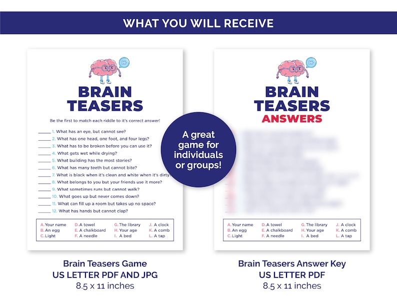 Dementia Brain Teasers, Simple Riddles for Senior Citizens, Brain ...