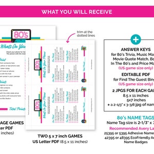 80s Party Games, Printable Games Bundle for an 80s-themed Party, Fun ...