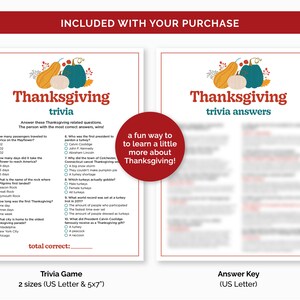 Thanksgiving Trivia Game, Printable Thanksgiving Quiz With Answers ...