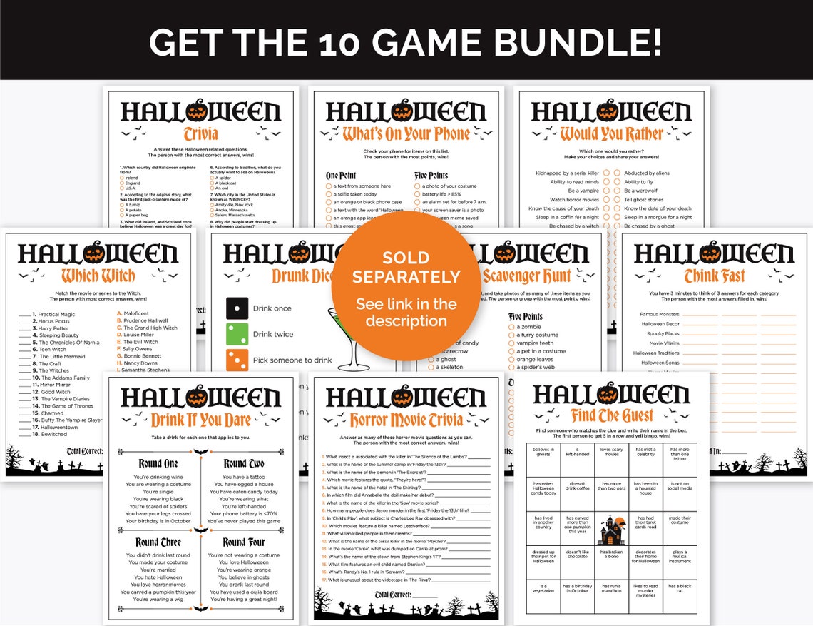 Halloween Photo Scavenger Hunt, Printable Halloween Party Game for ...