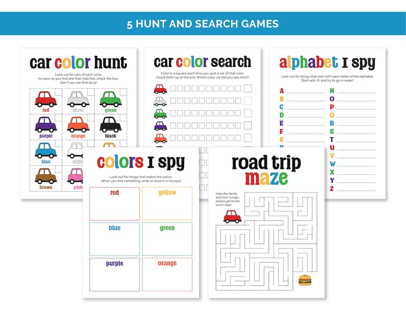Road Trip Games for Kids, Printable Car Ride Activities, Road Trip ...