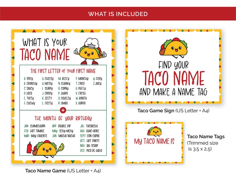 What is Your Taco Name Game, A Printable Game for Cinco De Mayo, a ...