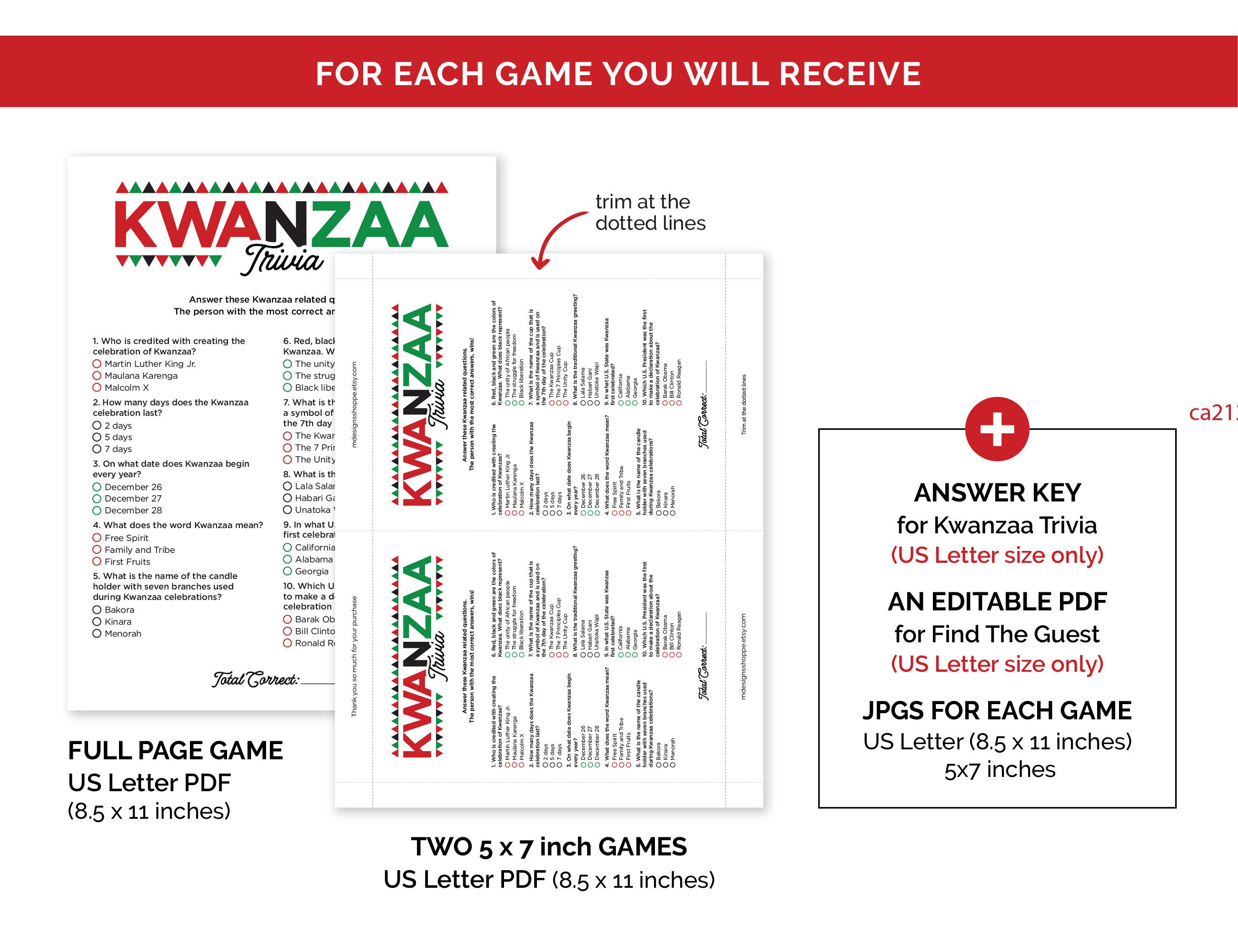 Kwanzaa Games for Kids and Adults, Printable Games Bundle for a Family ...
