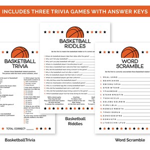 Basketball Games, Printable Games Bundle for a Basketball Team Party ...