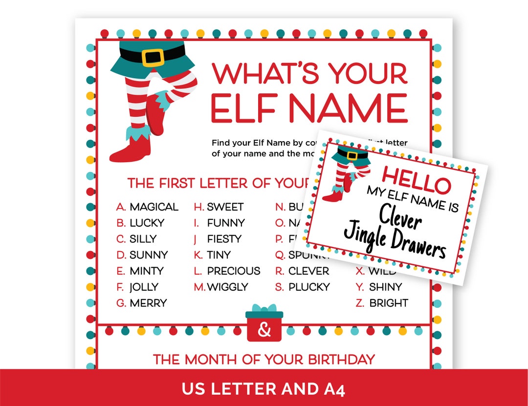 What's Your Elf Name Game, Printable Holiday Party Game for Kids and ...