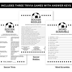 Soccer Games, Printable Games Bundle for a Soccer Team Party, Travel ...