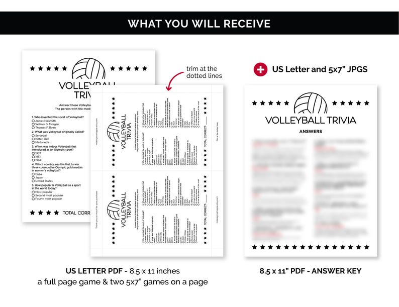 Volleyball Trivia Game, Printable Quiz With Answers for a Volleyball ...