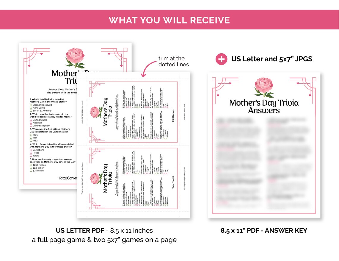 Mother's Day Trivia Game, Printable Mother's Day Quiz for Adults ...