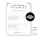 Who Knows the Team Best, Printable Team Building Game for Coworkers ...