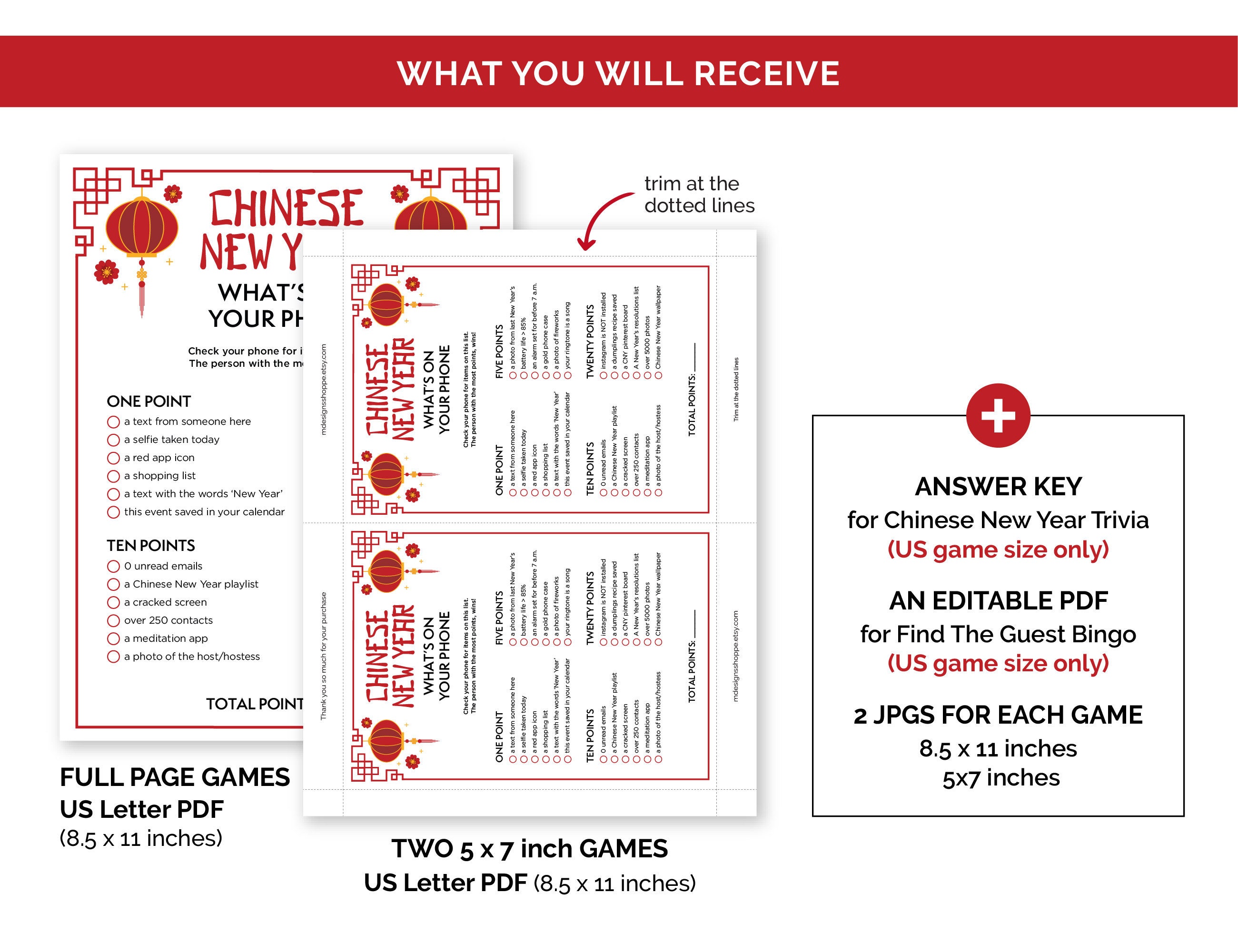 Chinese New Year Games, Printable Lunar New Year Games Bundle for ...