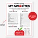 Teacher Favorites Survey, Printable Teacher's Favorite Things ...