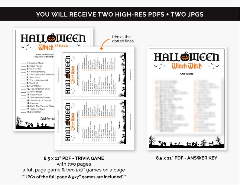 Halloween Which Witch Game Printable Witches Trivia Game for - Etsy