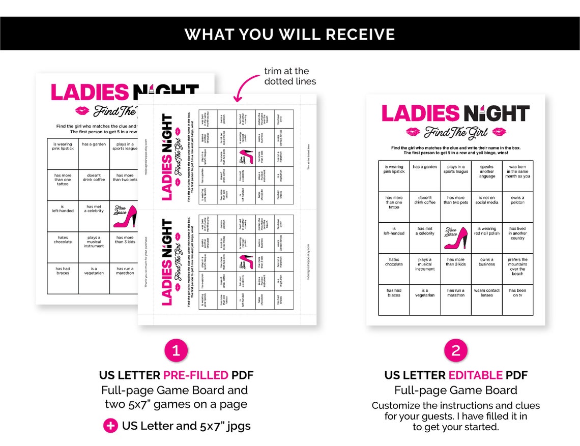 Ladies Night Bingo Game, Editable Icebreaker Party Game for a Girls ...