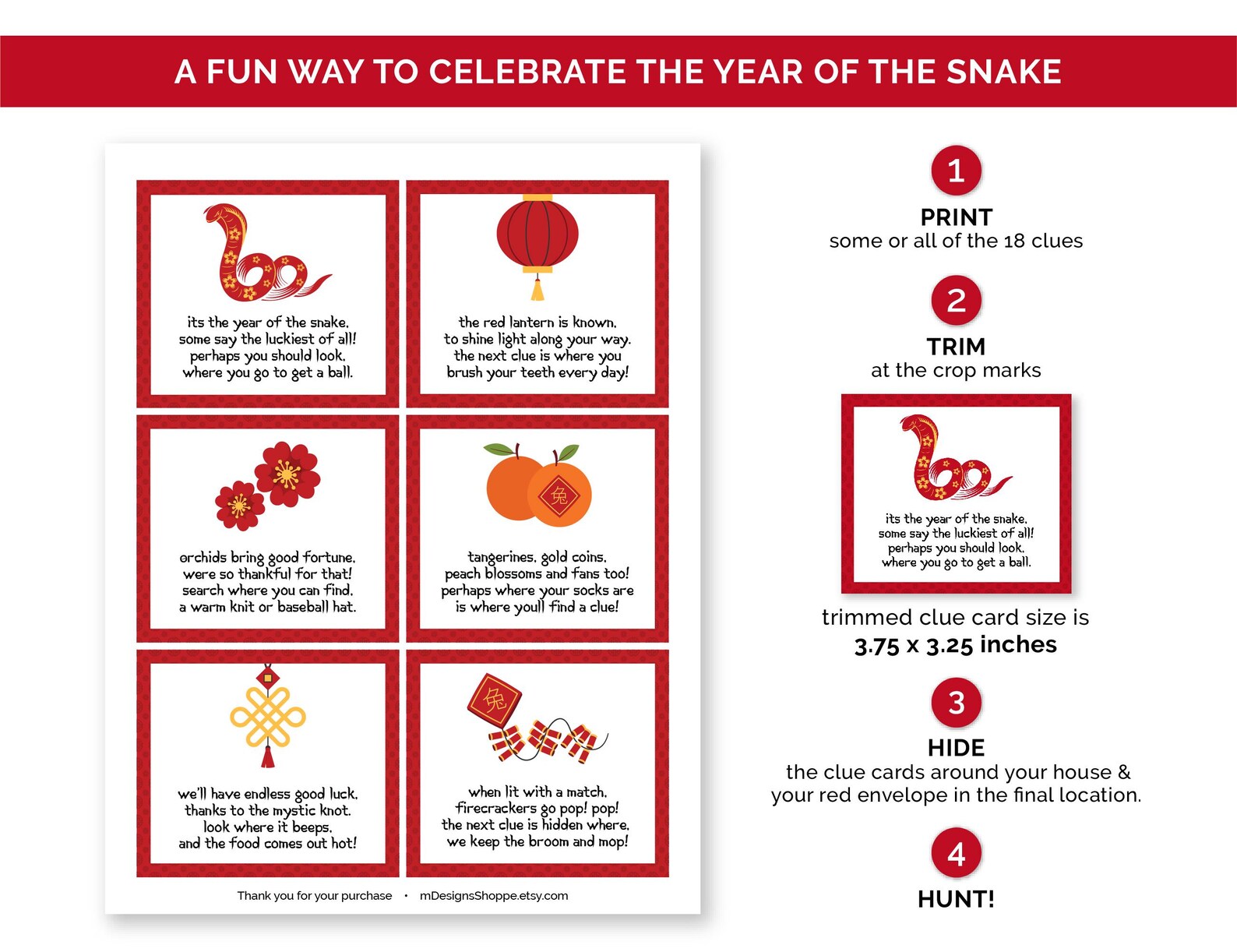 Chinese New Year Scavenger Hunt for Kids, Printable 2025 Lunar New Year ...