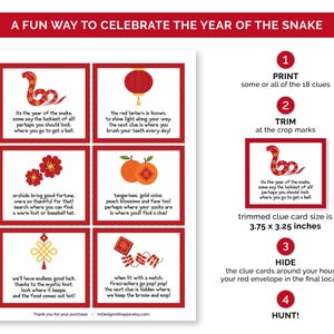 Chinese New Year Scavenger Hunt for Kids, Printable 2025 Lunar New Year ...
