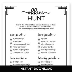 Office Scavenger Hunt, Printable Photo Scavenger Hunt for an Office ...