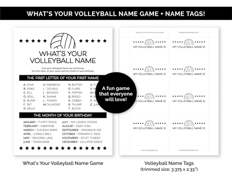 Volleyball Games, Printable Games Bundle for a Volleyball Team Party ...