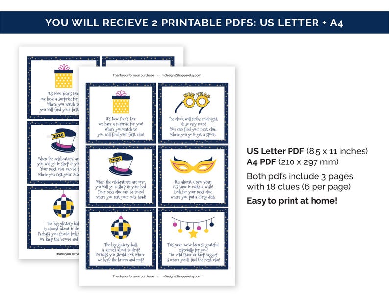 2026 New Year's Eve Scavenger Hunt for Kids, Printable Indoor Treasure ...