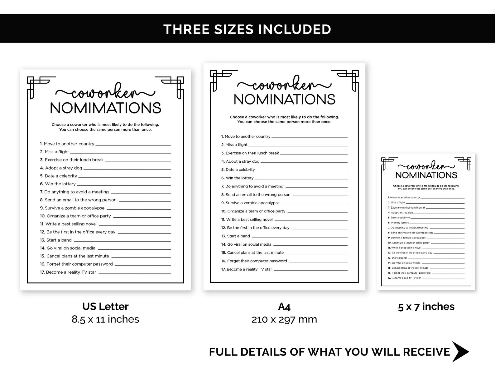 Coworker Nominations, Printable Team-building Game for a Work Party ...